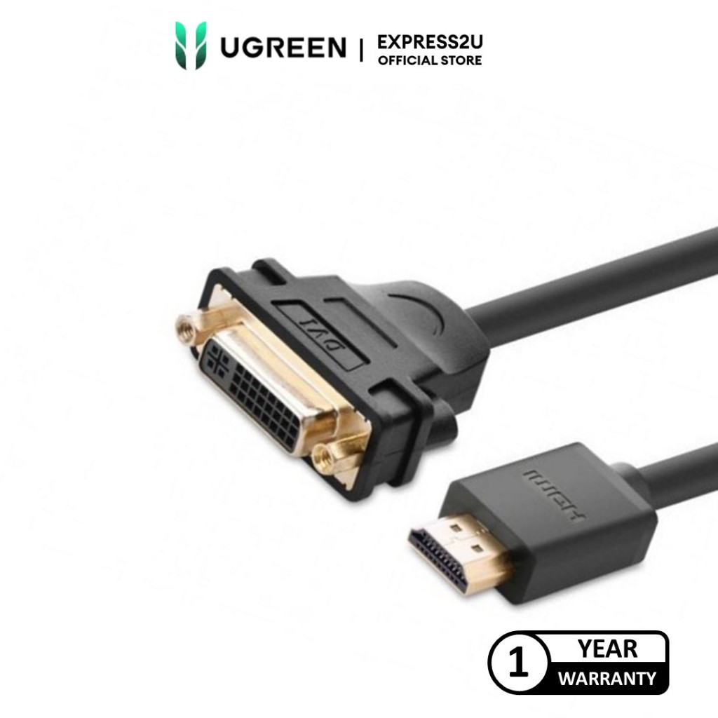 UGREEN HDMI MALE TO DVI FEMALE ADAPTER CABLE 15CM (BLACK) | Shopee Malaysia