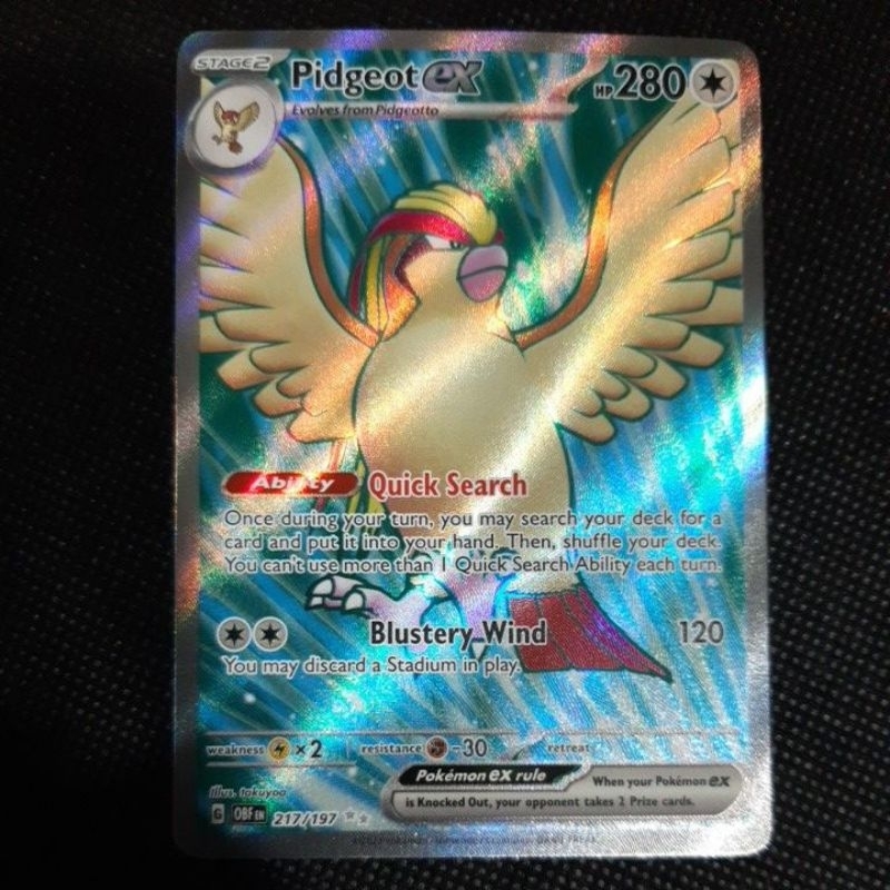 Pokemon Card TCG : Obsidian Flames : Pidgeot ex 217/197 Full Art Ultra ...