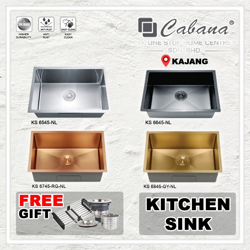 CABANA Nano Undermount Stainless Steel Kitchen Sink Single Bowl KS6545-NL/KS6645-NL-BL /KS6745 ...