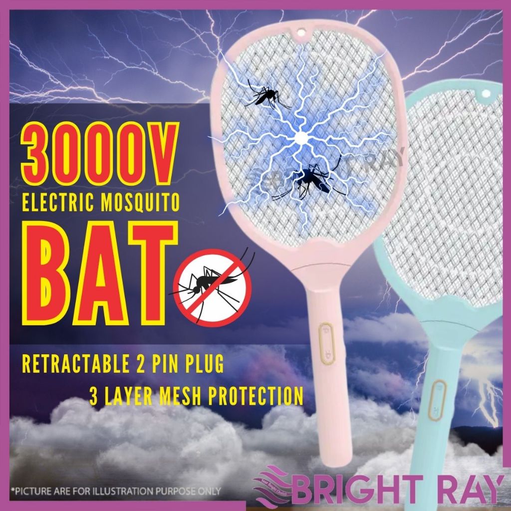NEW DESIGN 3000V Electric Mosquito Swatter Rechargeable Mosquito Racket ...