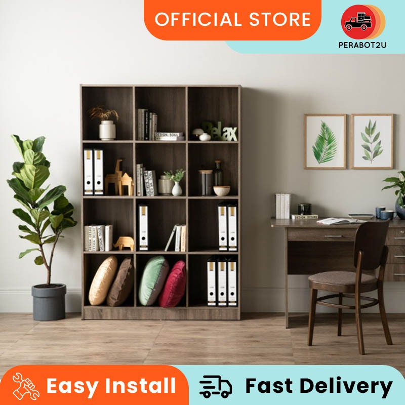 P2U ECO 12C / Book Shelf / Book Rack /Kabinet 12 Ruang /Almari Buku ...