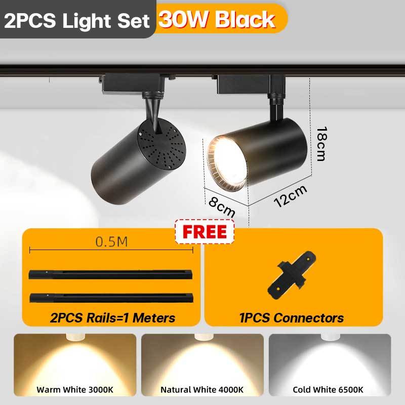【6pcs/4pcs/3pcs】3 Color LED Track Lights spotlight 50W 40W 30W Complete ...