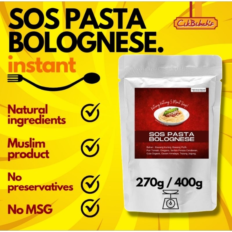 Sos Pasta Bolognese Cik Bibah No MSG No Preservative Sihat Sedap Muslim ...