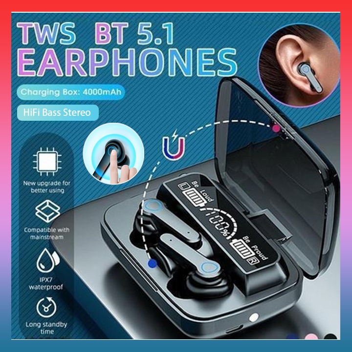 TWS Bluetooth Earphone M19 HiFi BASS Stereo Earbuds Touch Control with ...