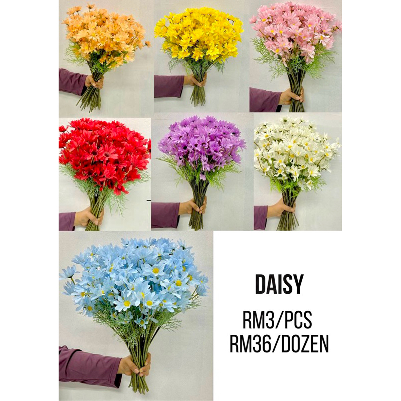 5 Head Daisy Flower Bouquet Wedding Decoration|Bunga Daisy Hiasan ...