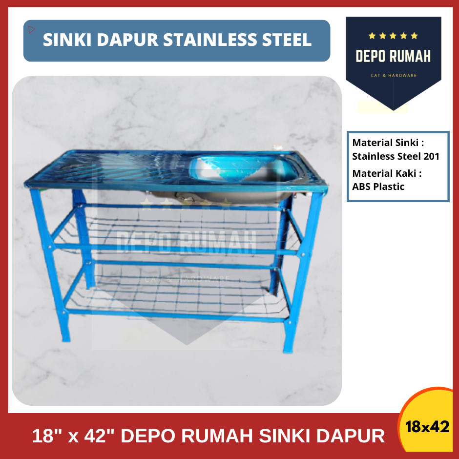 18" x 42" Sinki Dapur Stainless Steel Sink With Sink Stand Complete Set ...
