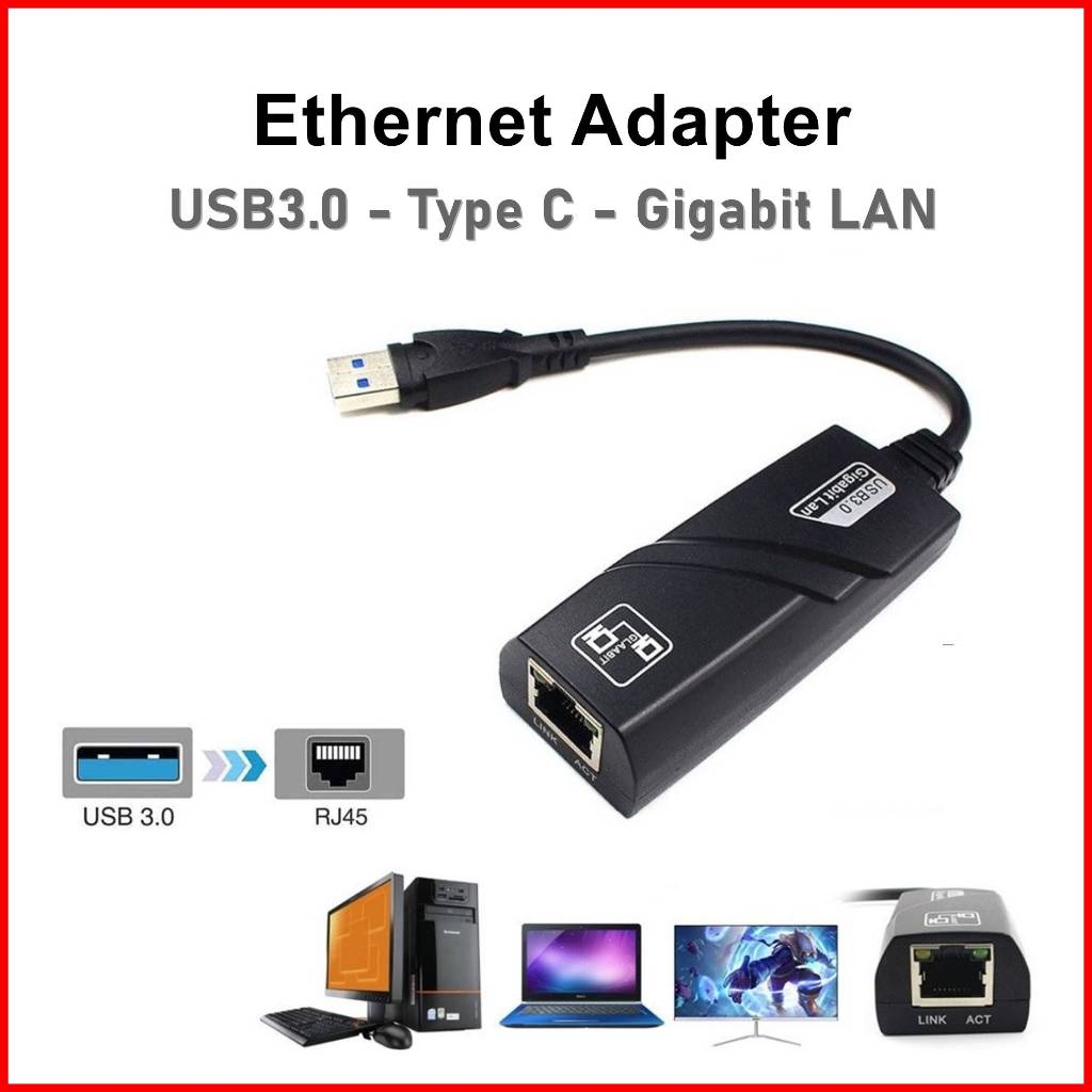 Penyesuai USB 3.0 Type C ke 1000GB RJ45 LAN Ethernet Adapter | Shopee ...