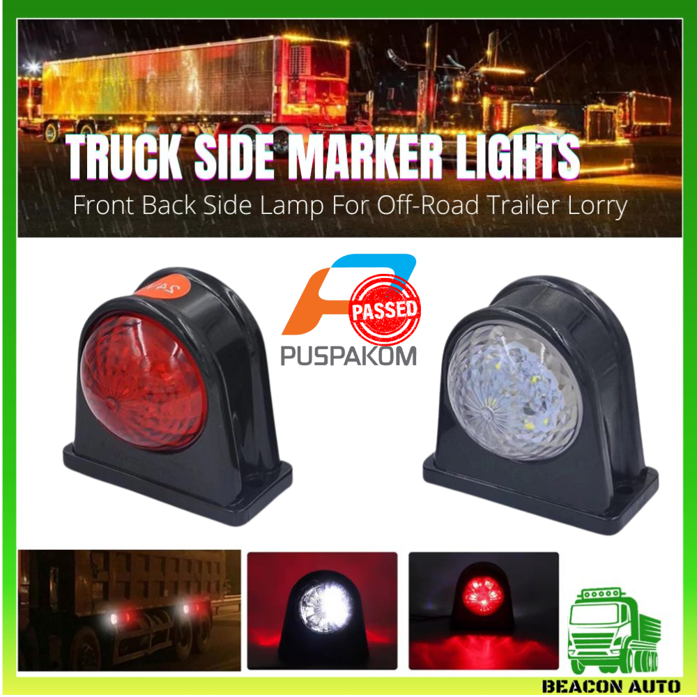 TRUCK LED SIDE MARKER 24V TRAILER MERAH PUTIH LAMPU SISI AKSESORI LORI ...