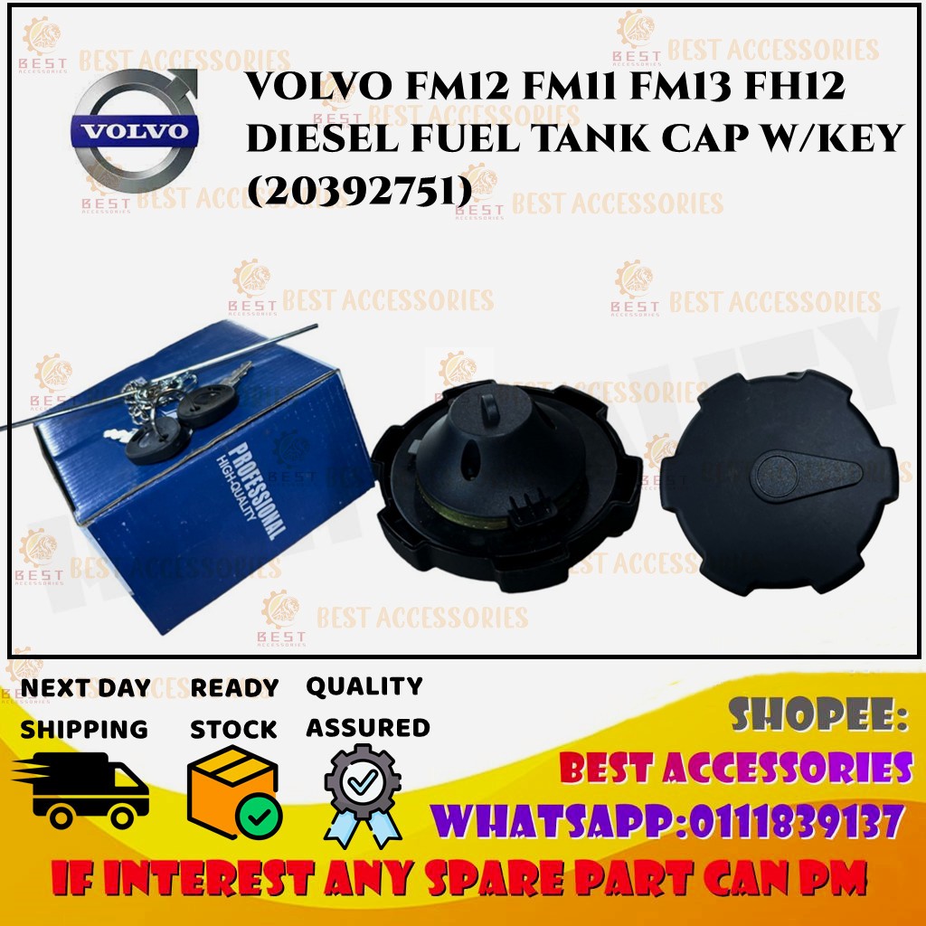 VOLVO FM12 FM11 FM13 FH12 DIESEL FUEL TANK CAP W/KEY (20392751) HIGH ...