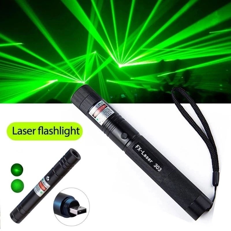 USB Rechargeable Green Laser Pointer Beam Very Powerful 8 Kilometres ...