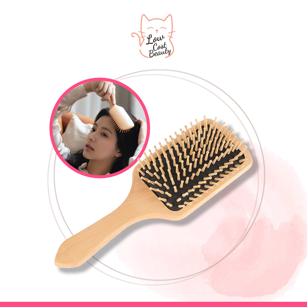 Natural Wooden Bamboo Scalp Massage Hair Growth 气垫梳子 Hair Brush Anti ...