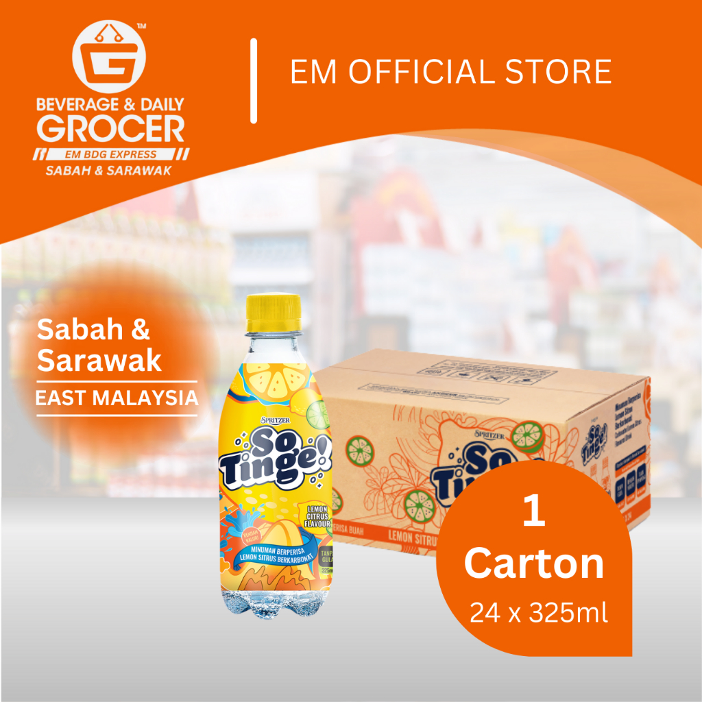 Spritzer So Tinge Carbonated Flavour Drink - Lemon Citrus 24 x 325ml ...