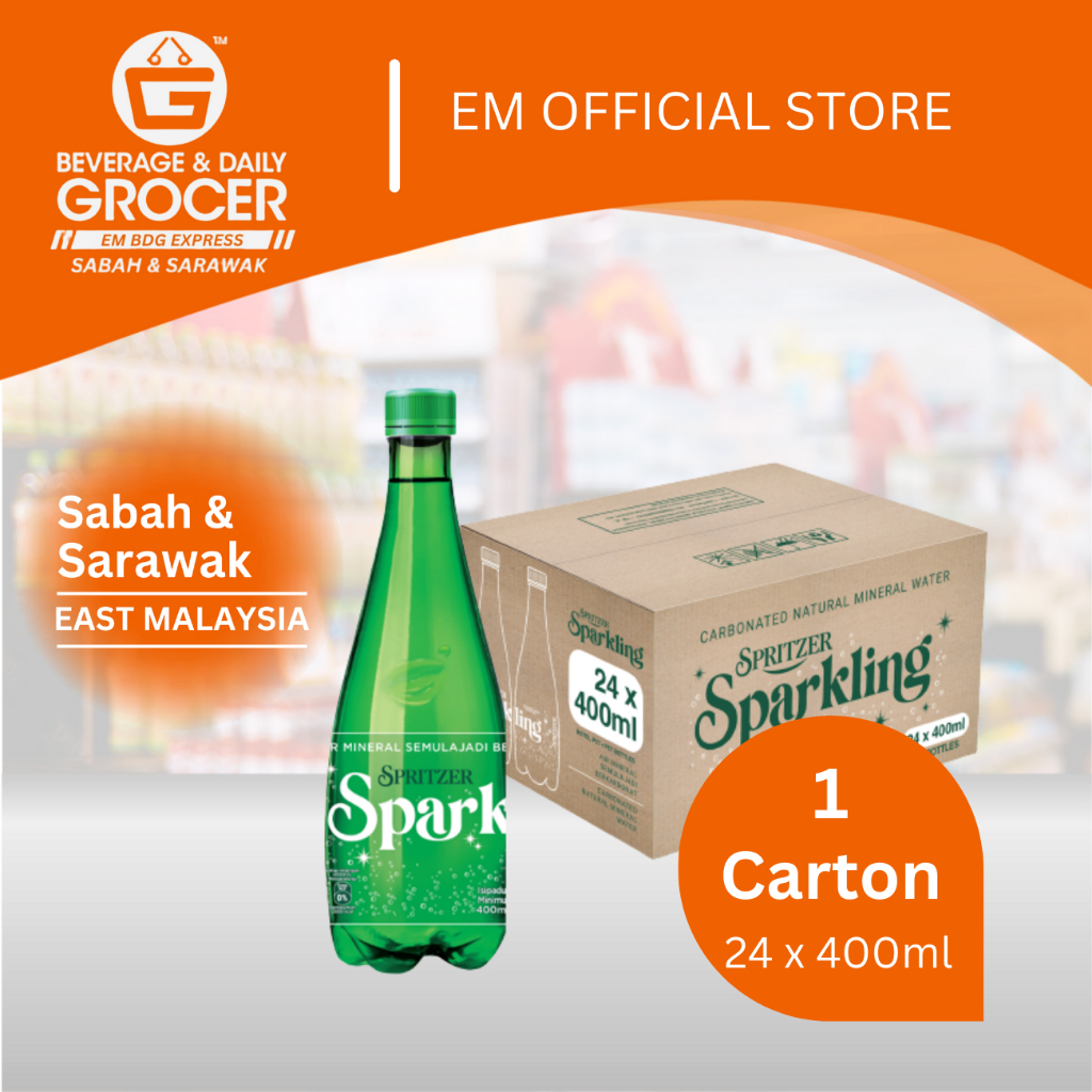 Spritzer Sparkling Natural Mineral Water 24 x 400ML (24 Bottles) 1 Carton | Shopee Malaysia