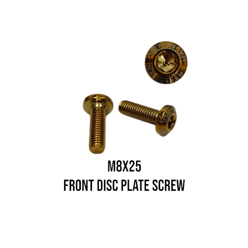 FRONT DISC PLATE SCREW W/ HYPERTECH LOGO M8X25 TITANIUM GOLD BRAKE DISC ...