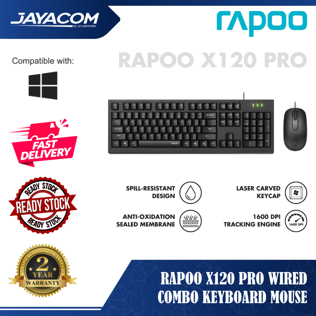 Rapoo X120 Pro Wired Keyboard & Mouse Combo | Shopee Malaysia