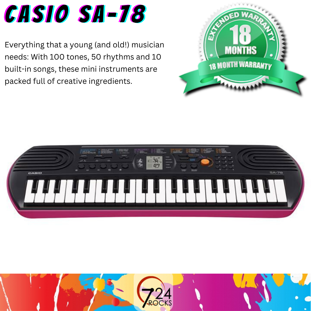 CASIO keyboard piano Casio SA-78 44 Key Mini Keyboard Pink 724ROCKS ...