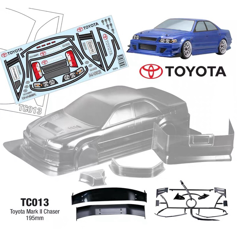 Team C Body Shell 1/10 Clear Body TC013 Toyota Mark II Chaser, 195mm ...