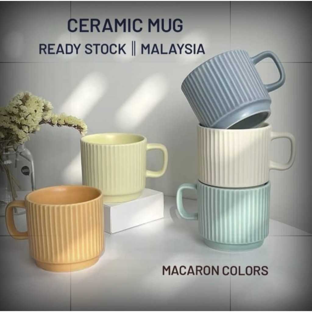 Macaroon Ceramic Cup Set /Coffee Cup With Lid/ Tea Cup Mug/ Milk Cup ...