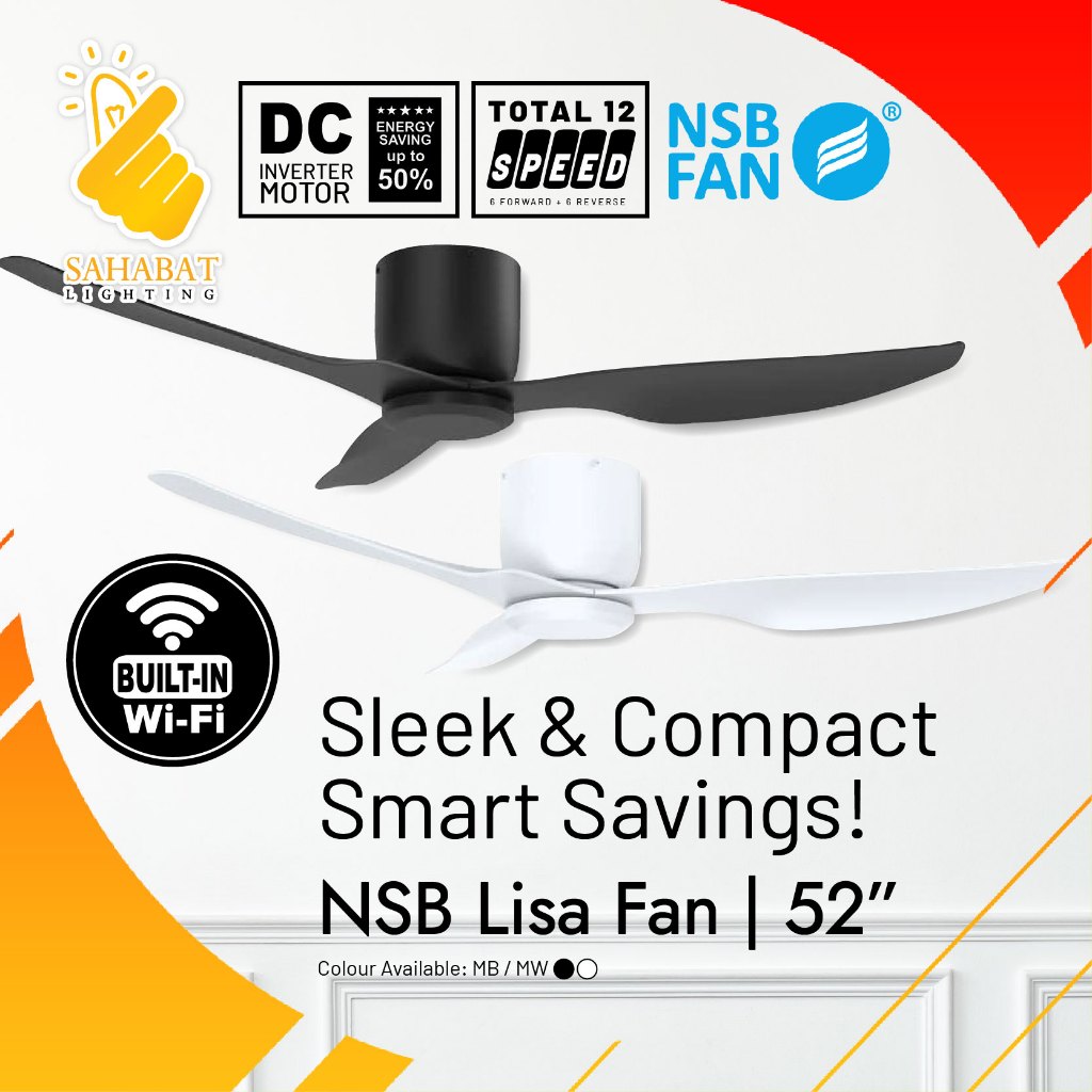[SIRIM] NSB LISA 52" TURBO DC MOTOR CEILING FAN WITH BUILT-IN WIFI ...