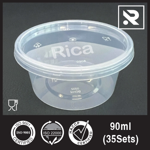 Rica [35 Sets] 90ml Round Container With Lid /Disposable Plastic Food ...