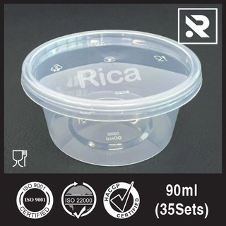 Rica [35 Sets] 90ml Round Container With Lid /Disposable Plastic Food ...