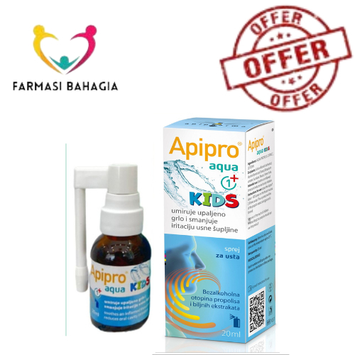 [ Exp 6/2027 ] APIPRO AQUA KIDS 1+ MOUTH SPRAY 20ML - Spray Sakit Tekak ...