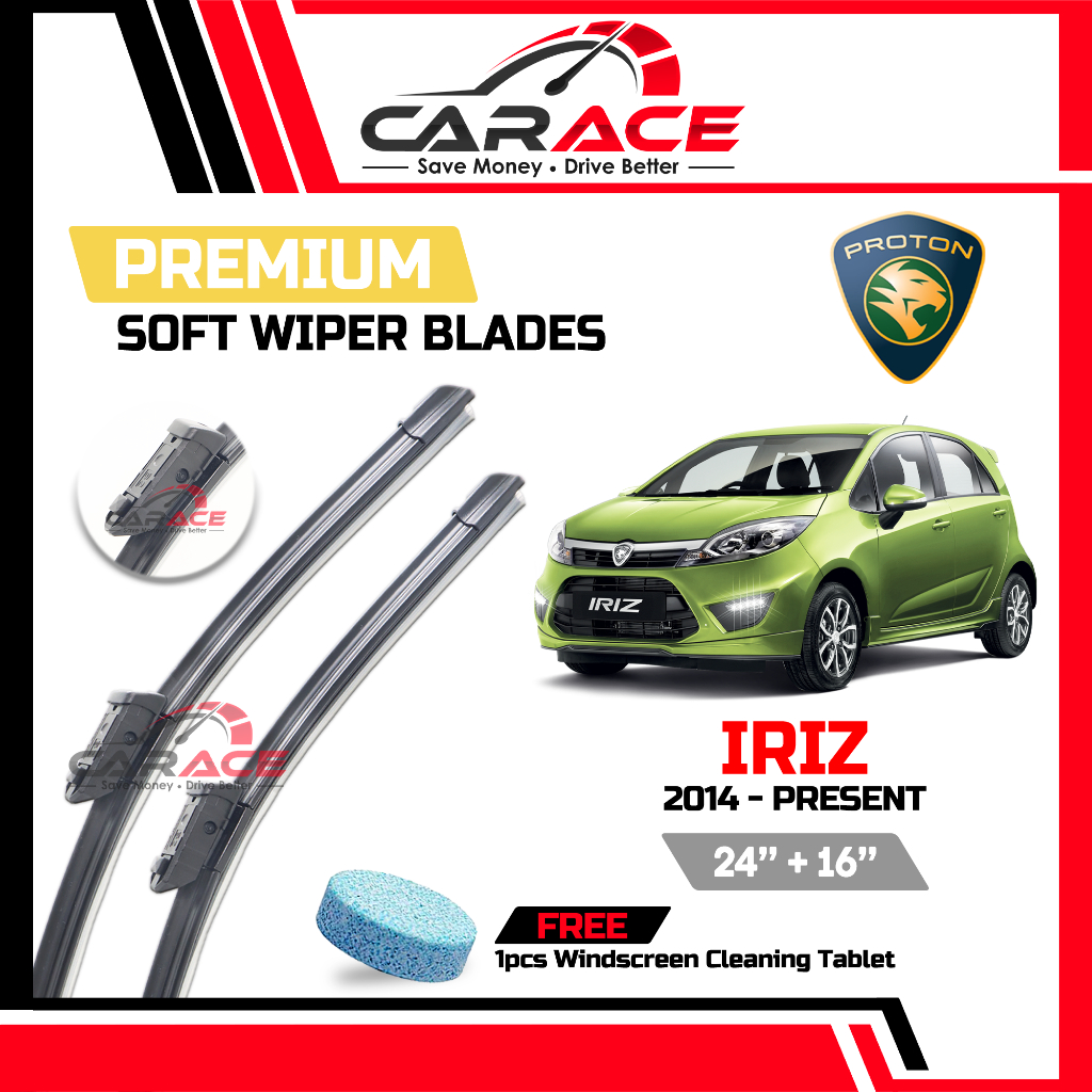 PROTON IRIZ New 2014-Present CARACE Premium Soft Wiper Blade 24"+16 ...
