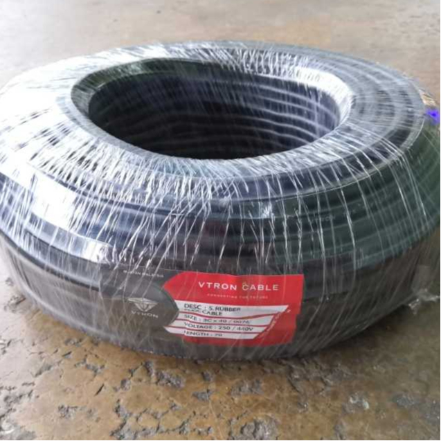 🔥100% PURE COPPER + READY STOCK🔥 VTRON 40/0076 X 3 Core S. Rubber Flexible Cable, Black [1 Roll ...