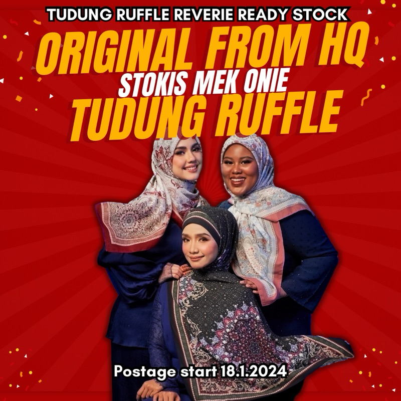 🔥READY STOCK🔥TUDUNG RUFFLE ETHEREAL REVERIE BIDANG 46 BLACK LABEL ...