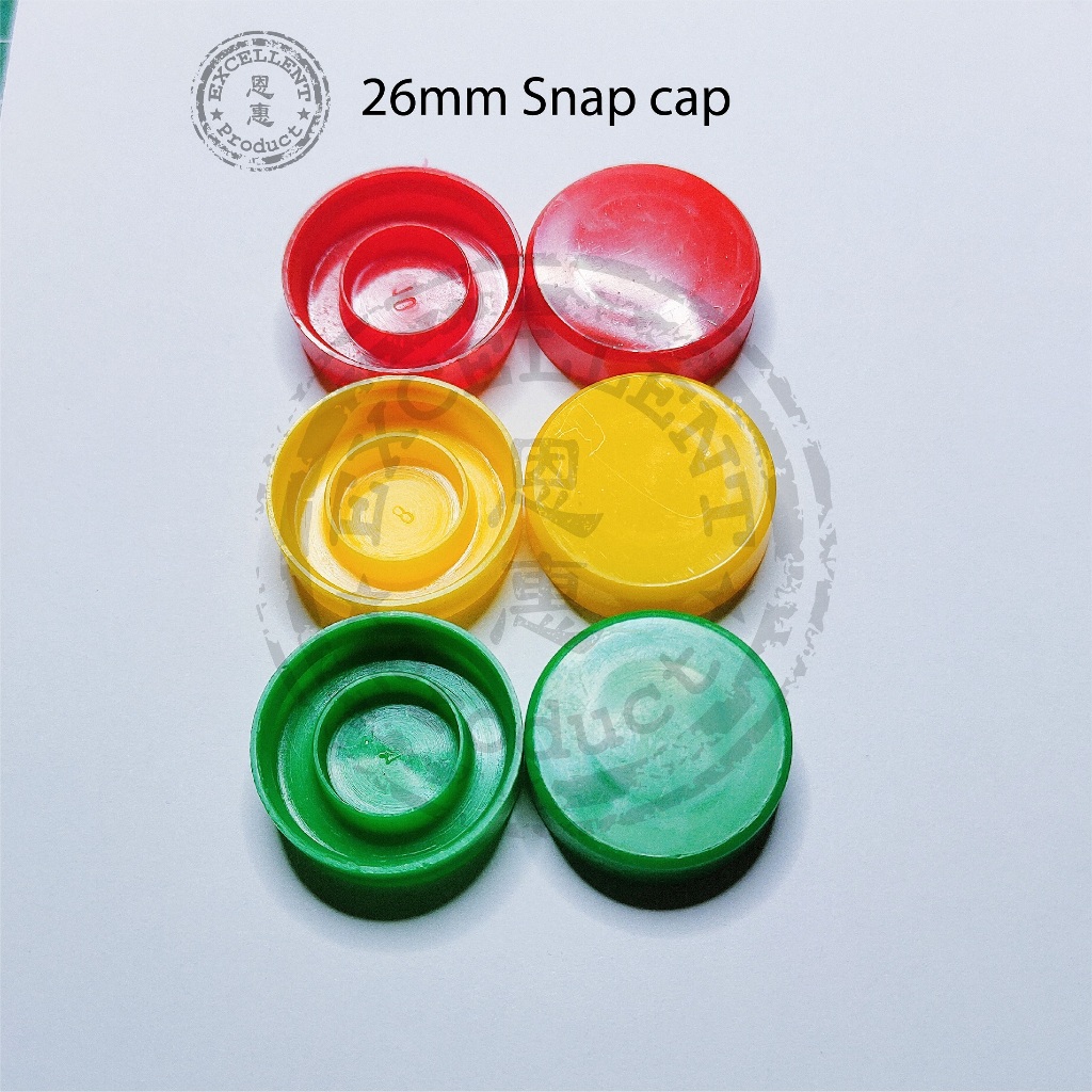 26mm Yellow and Red glass bottle snap cap / Glass bottle cap / tudung ...