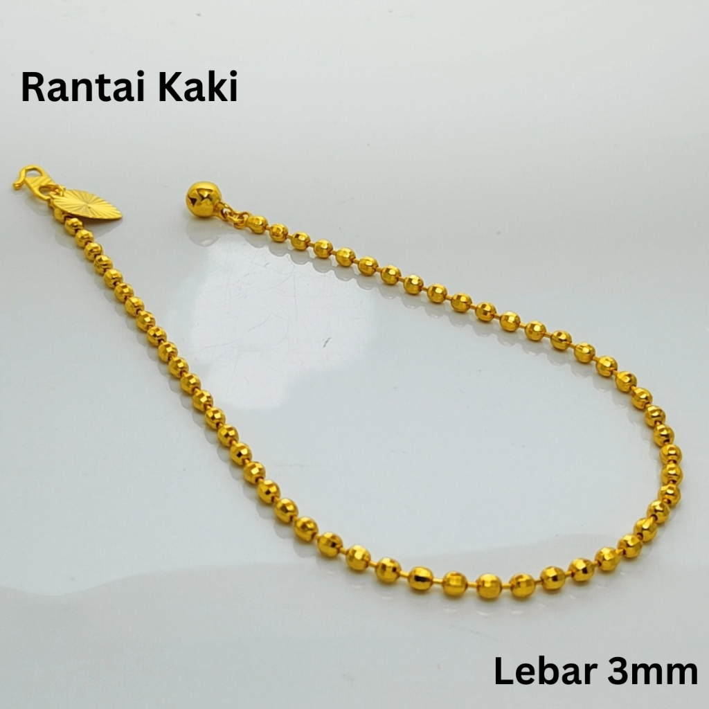 Rantai Kaki Perempuan Emas Korea 24K Gold Plated Women Anklet Gelang ...