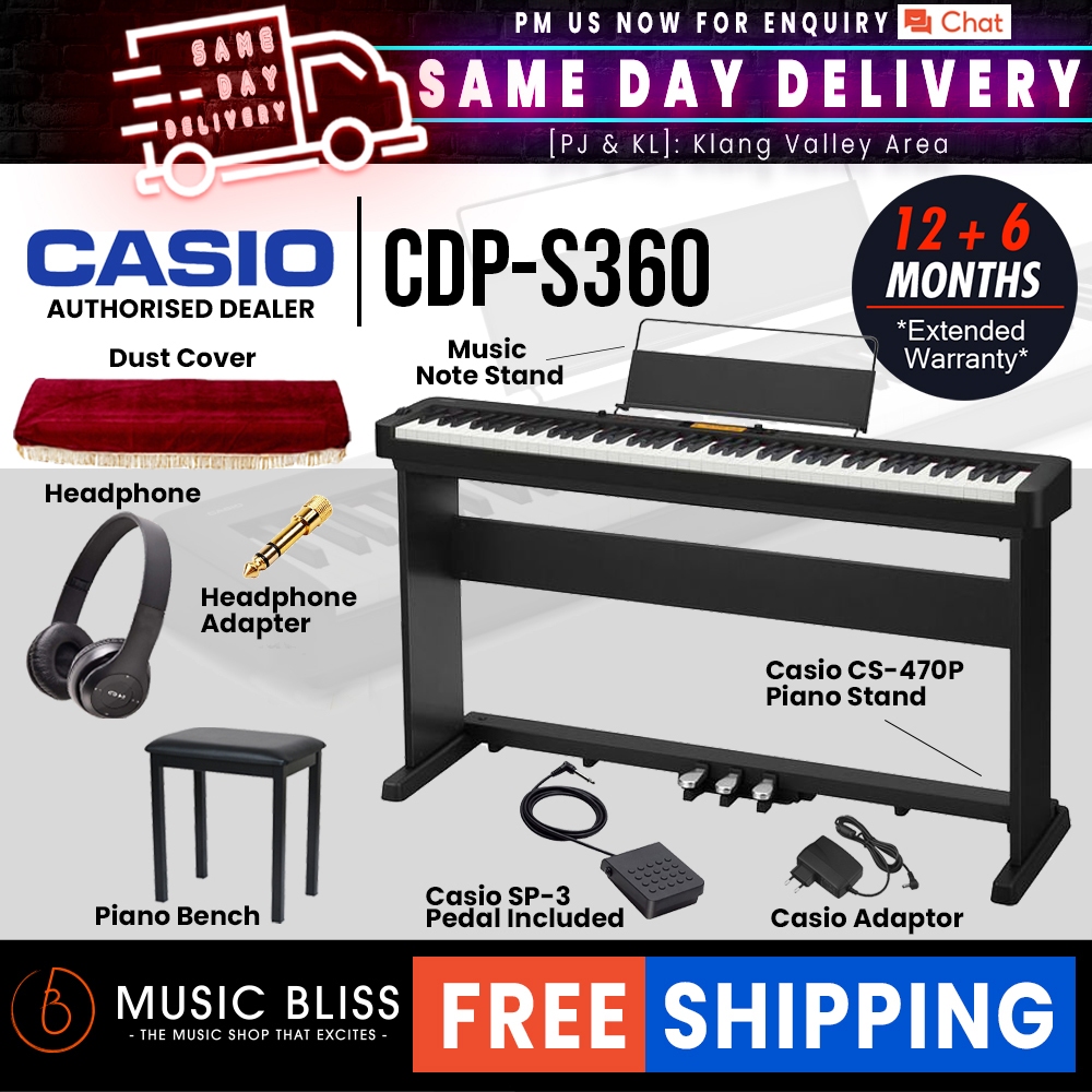 Casio CDP-S360 88-key Digital Piano Home Package - Black, EDU Set (CDPS360 / CDP S360) | Shopee ...