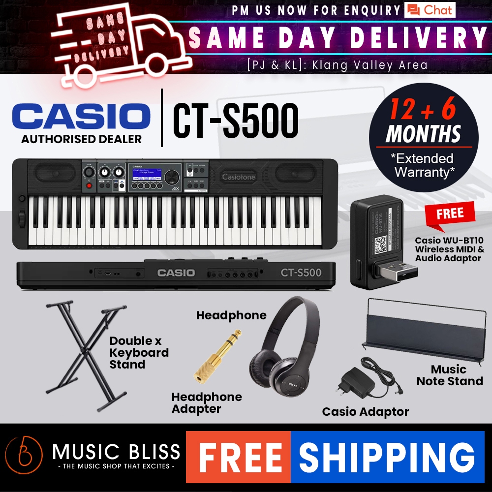 Casio Casiotone CT-S500 61-key Arranger Keyboard with FREE WU-BT10 ...