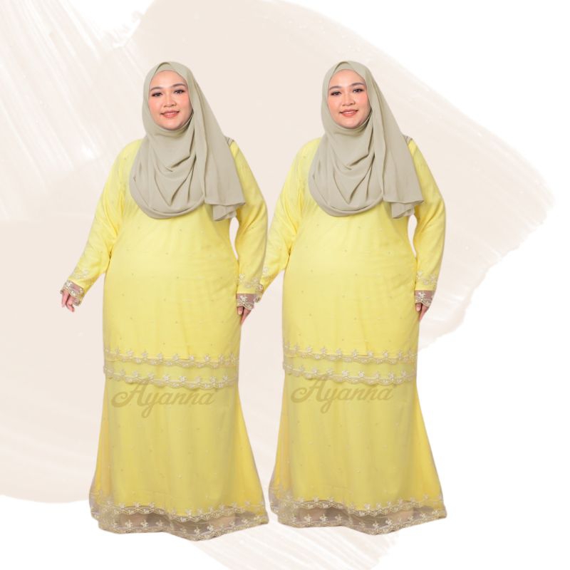 YELLOW PLUS SIZE KURUNG / BAJU RAYA / READY STOCK / BAJU KURUNG MODEN ...