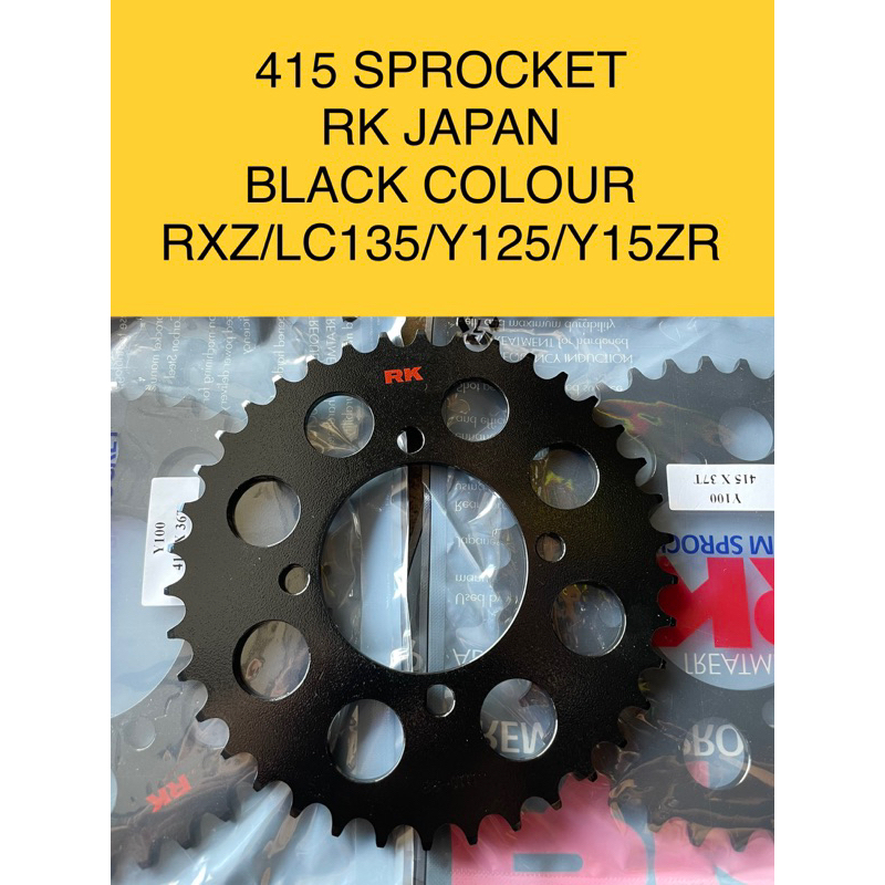 415 SPROCKET SPOKET RK JAPAN BLACK HITAM HARDEN STEEL FOR Y15ZR FZ150 ...
