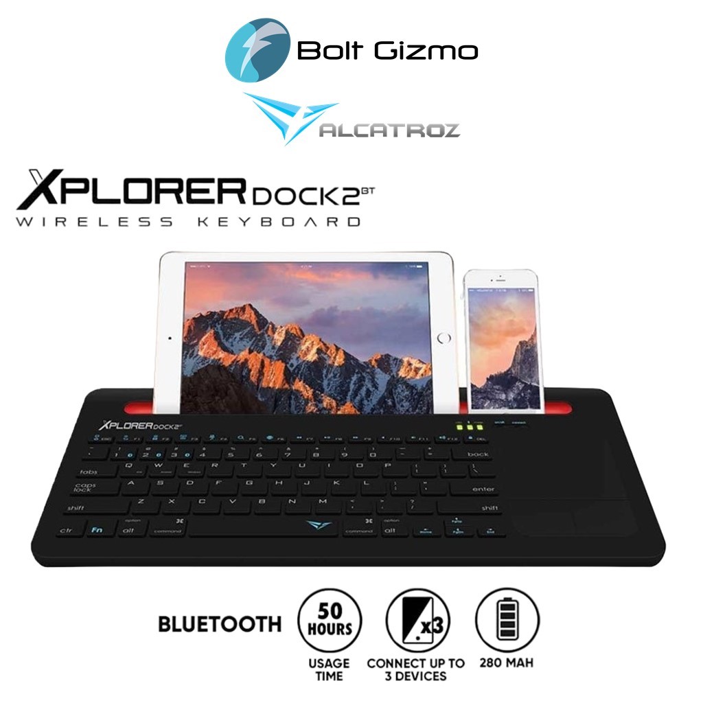 Alcatroz Xplorer Dock 2 BT Bluetooth Ultra Slim Wireless Keyboard with ...