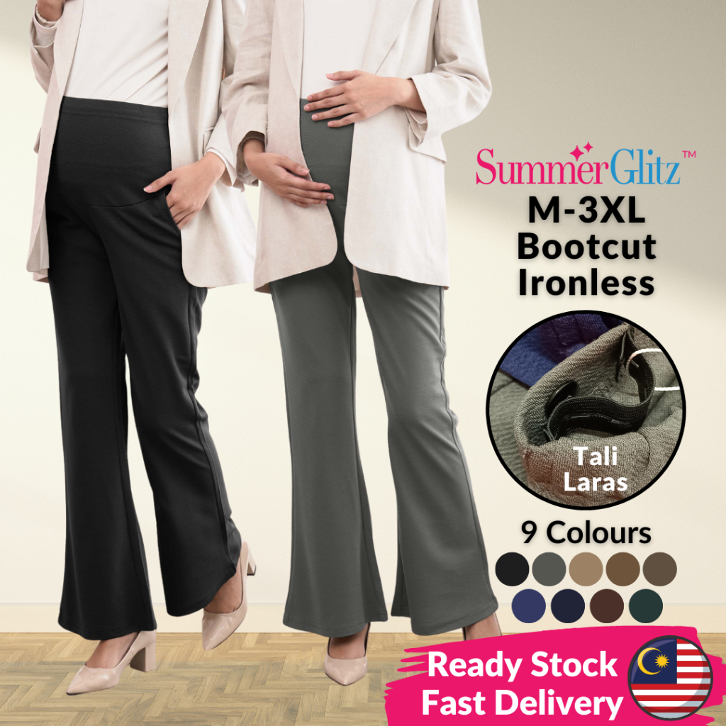 SUMMERGLITZ Maternity Pants Ironless Stretchable Comfy Bell Bottom ...