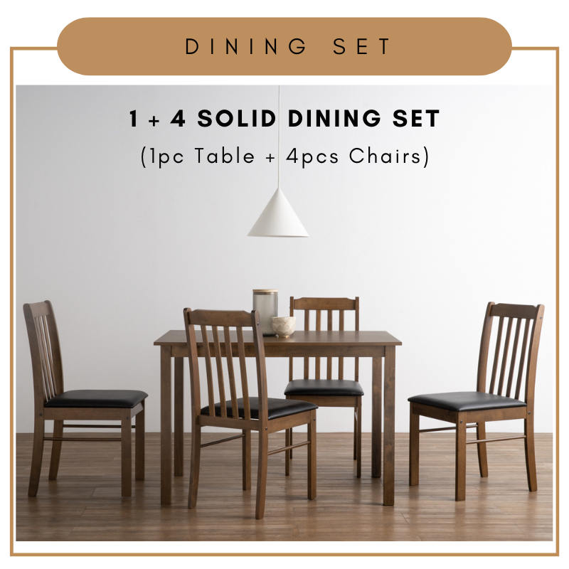 Alora Furniture - FAYE CREMINI Full Solid Wood Dining Set 1+4 / 4 ppl full solid Dining Set ...