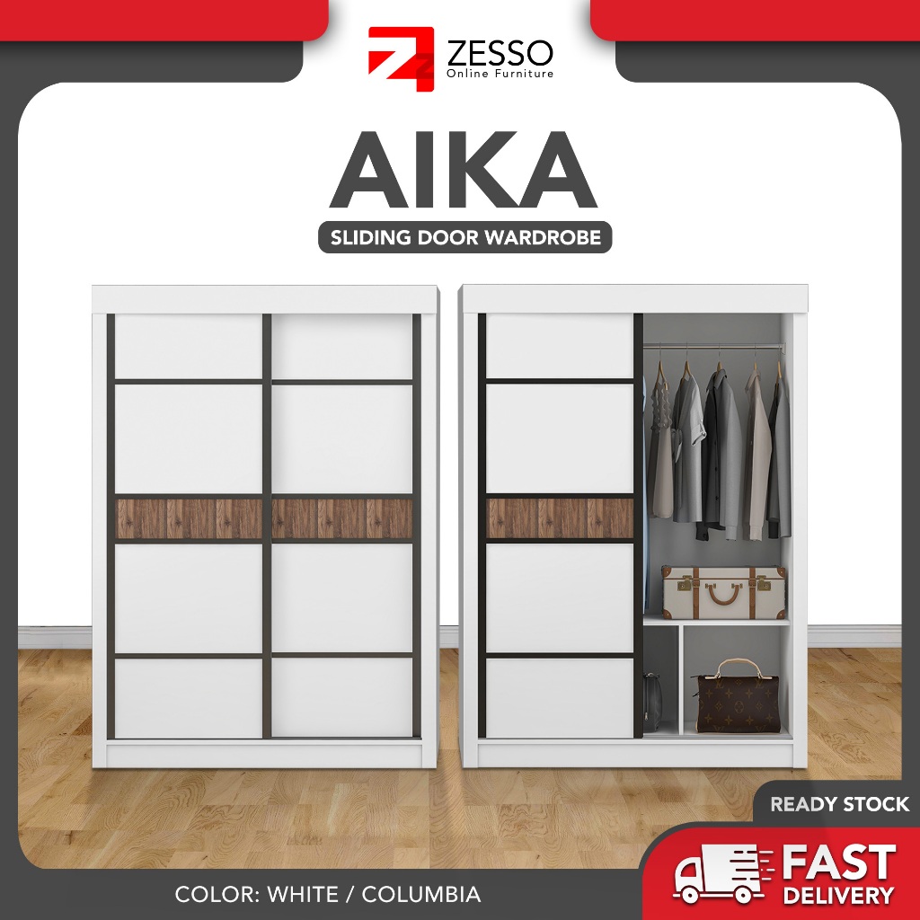 ZESSO 4FTX6FT Sliding Wardrobe_Almari Baju Sliding Door /Storage ...
