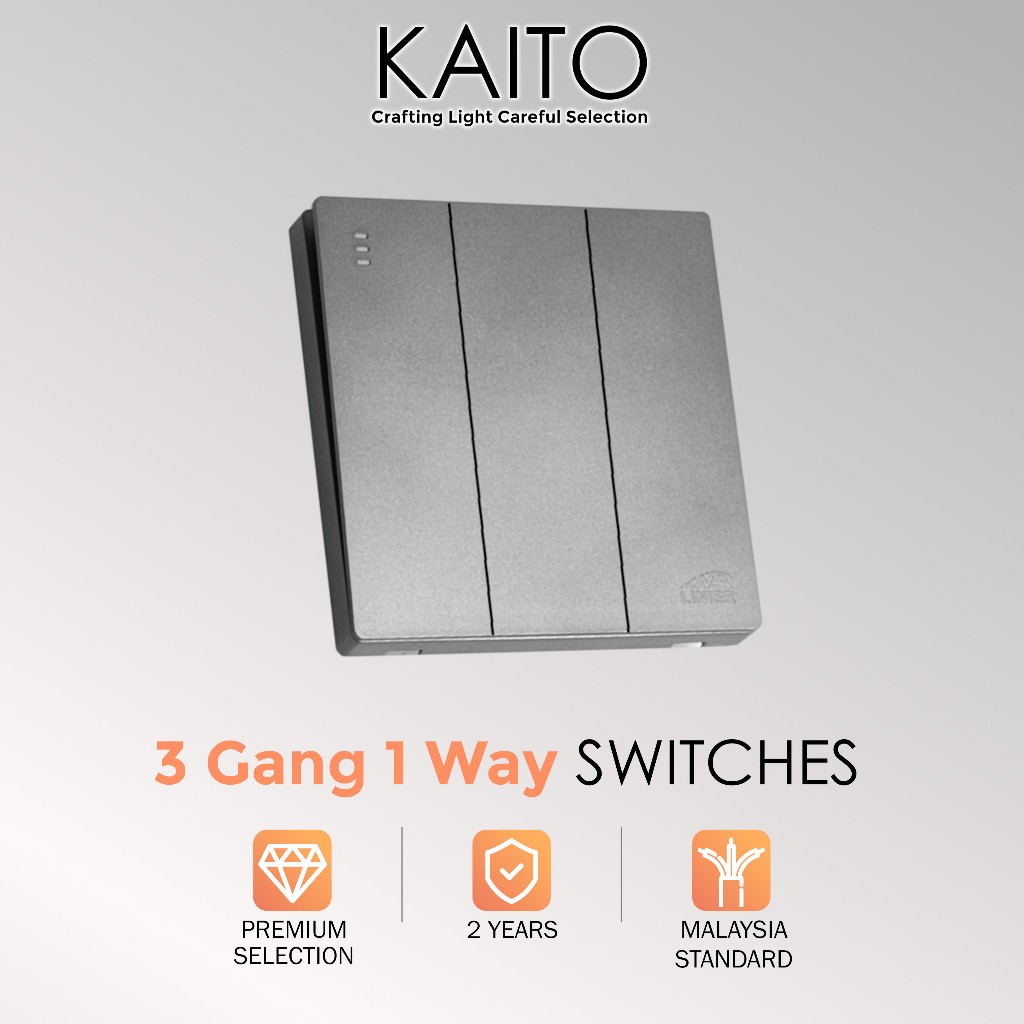 KAITO Ultra Slim Light Switch 1 / 2 / 3 / 4 Gang Switch 1 Way 2 Way ...
