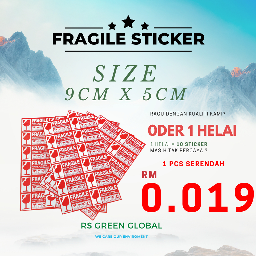 Fragile Sticker 10PCS Fragile Sticker 9cmx5cm | Shopee Malaysia