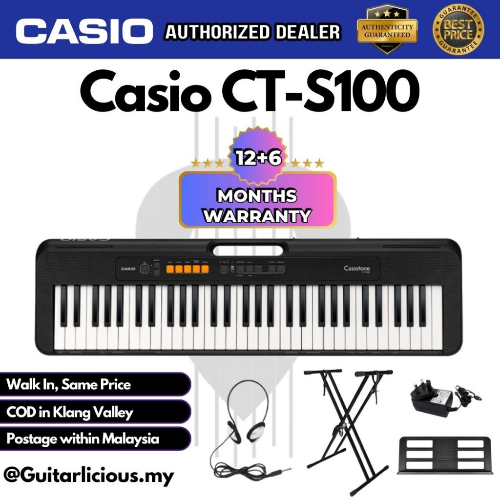 CASIO CT-S100 61-Keys Casiotone Portable Keyboard Bundle Set Electric ...