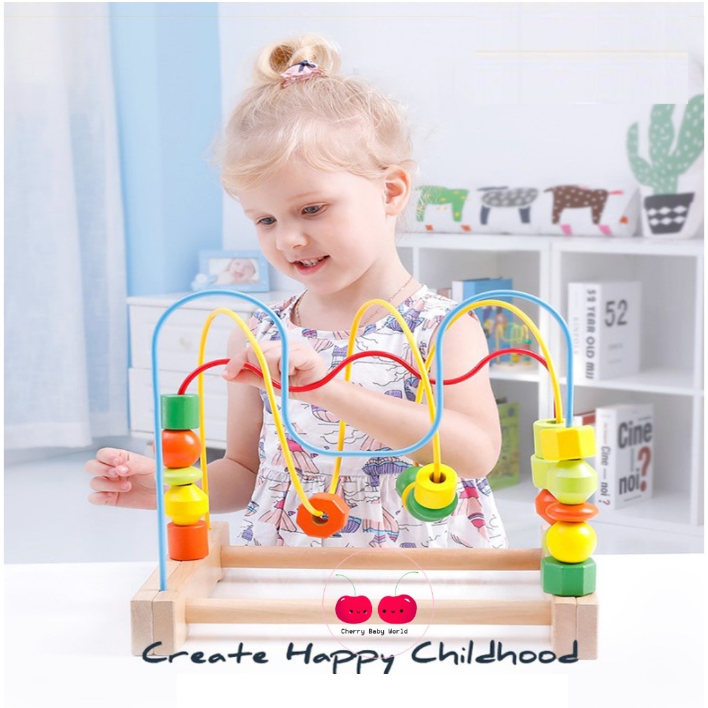 BIG SIZE Wooden Bead Maze Toddler Baby Early Learning Montessori ...