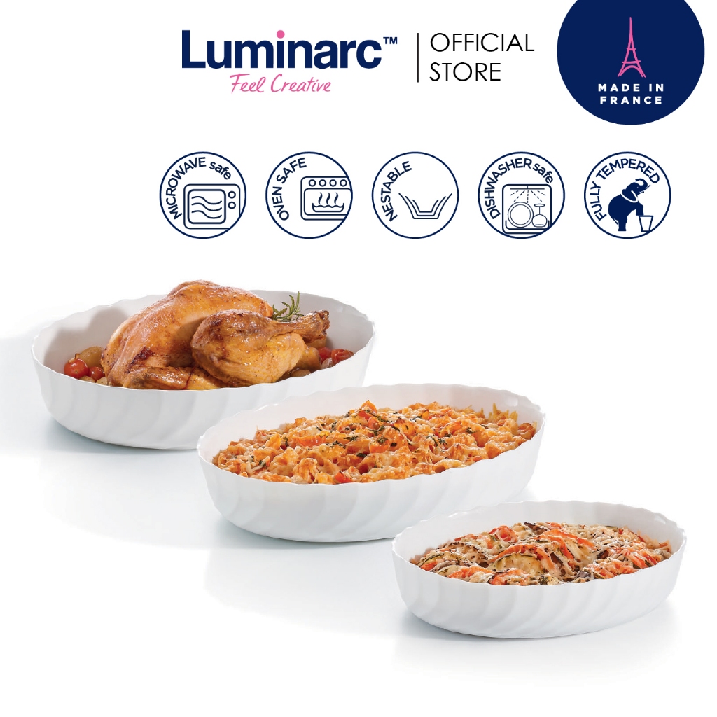 Luminarc Smart Cuisine 3Pcs Trianon Oval Baking Dish Set - Oval Flat ...