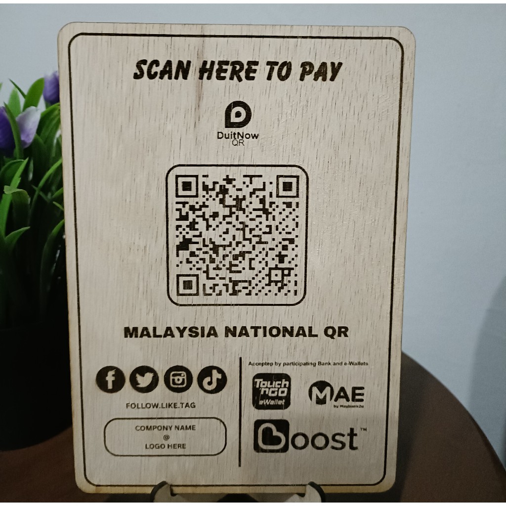 DuitNow QR Code Laser Engraver + Stand | Shopee Malaysia