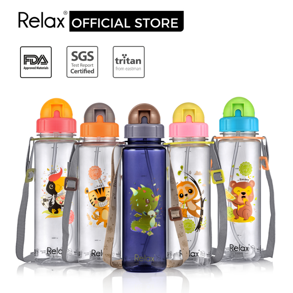 RELAX Tritan Kids Water Bottle - D7655 Series (550ml) LIVE | Shopee Malaysia