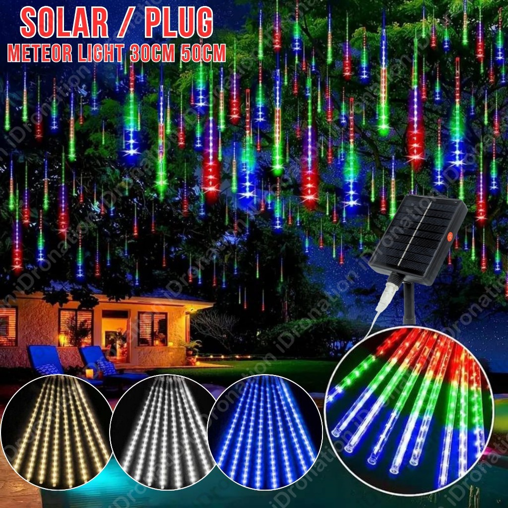Lampu Raya Meteor Solar 50CM 30CM Outdoor Meteorite Shower Drop Rain 8 ...