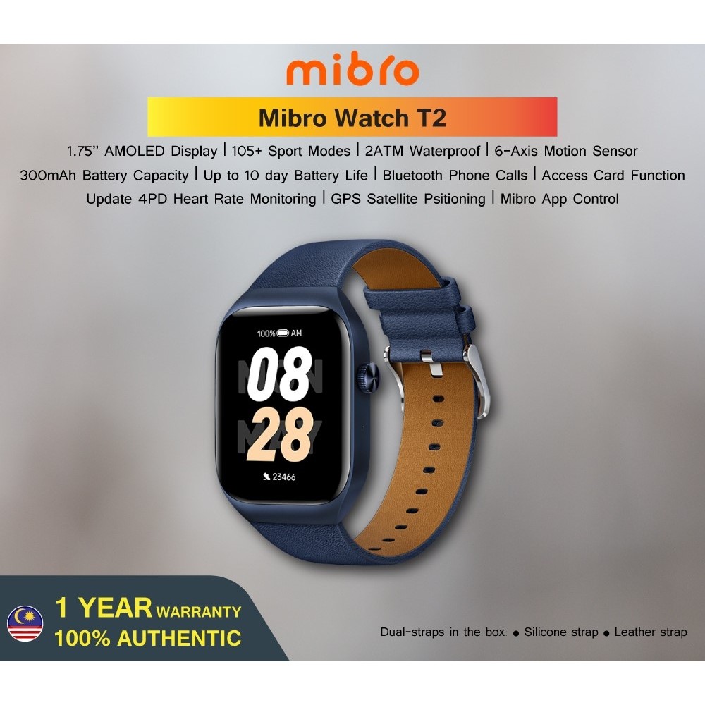 ( New ) Mibro T2 Smartwatch | 1.75'' AMOLED Display | Bluetooth Phone ...