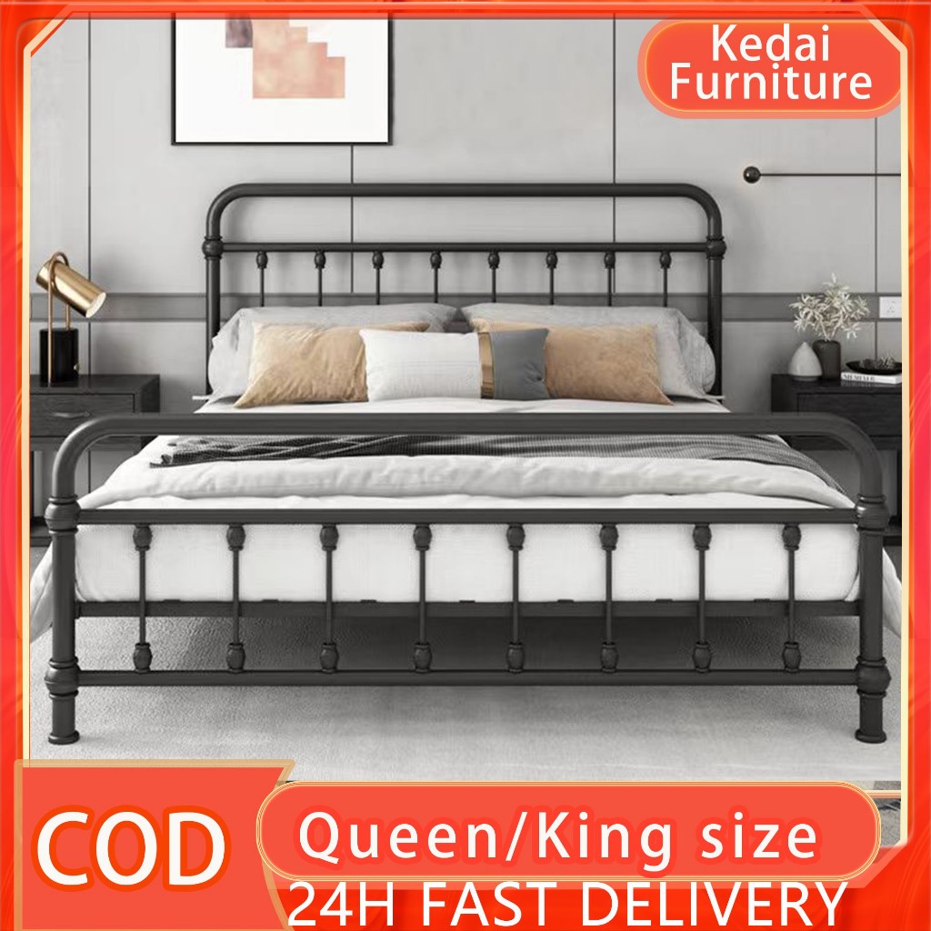 rangka katil besi metal bed frame Queen size King size iron bed frame ...