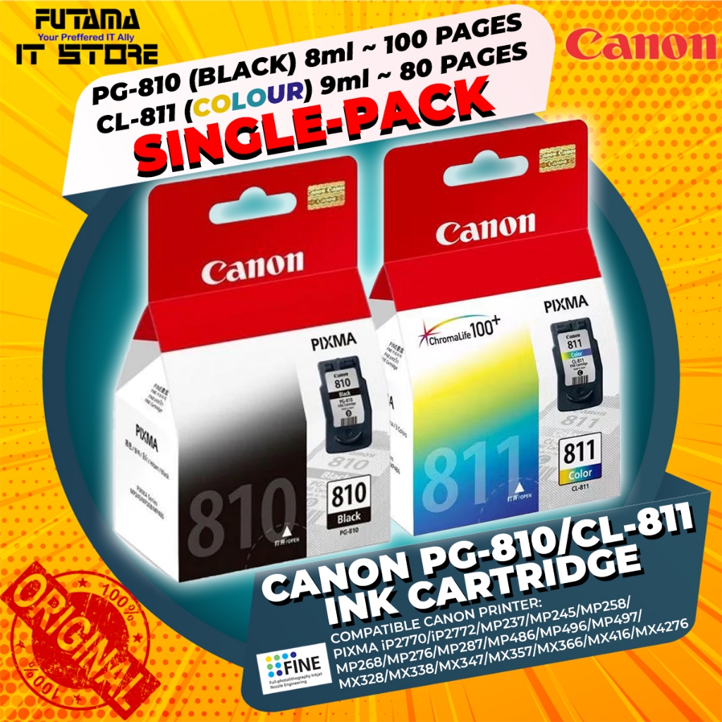 Canon PIXMA PG-810 (Black) /CL-811 (Colour) Original Ink Cartridge | Shopee Malaysia
